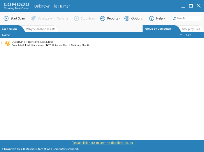 Manual Valkyrie Analysis Results, Scan Computer For Malware, Network Scanner | COMODO